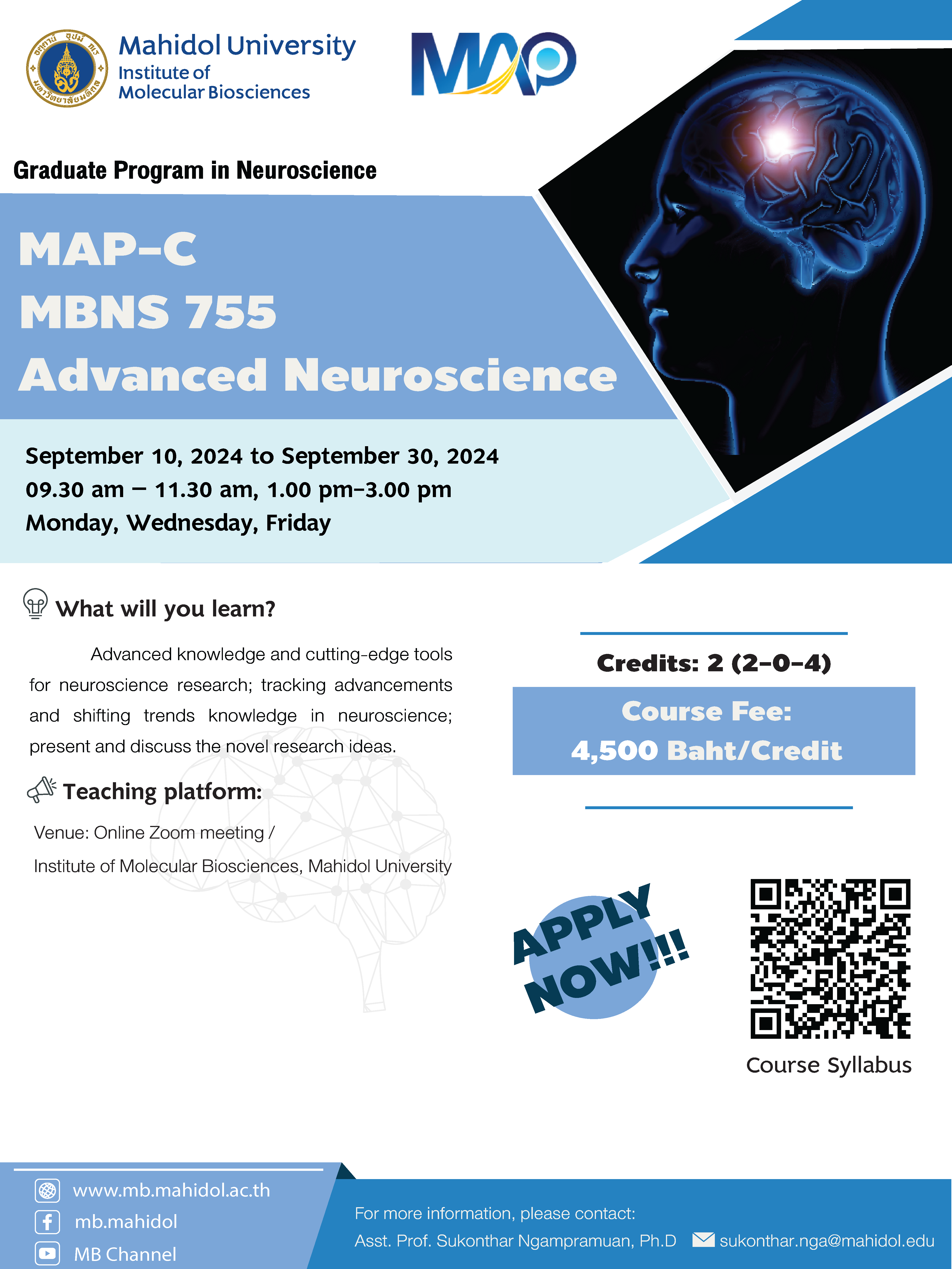 MAP-C : MBNS755 – Institute of Molecular Biosciences, Mahidol University